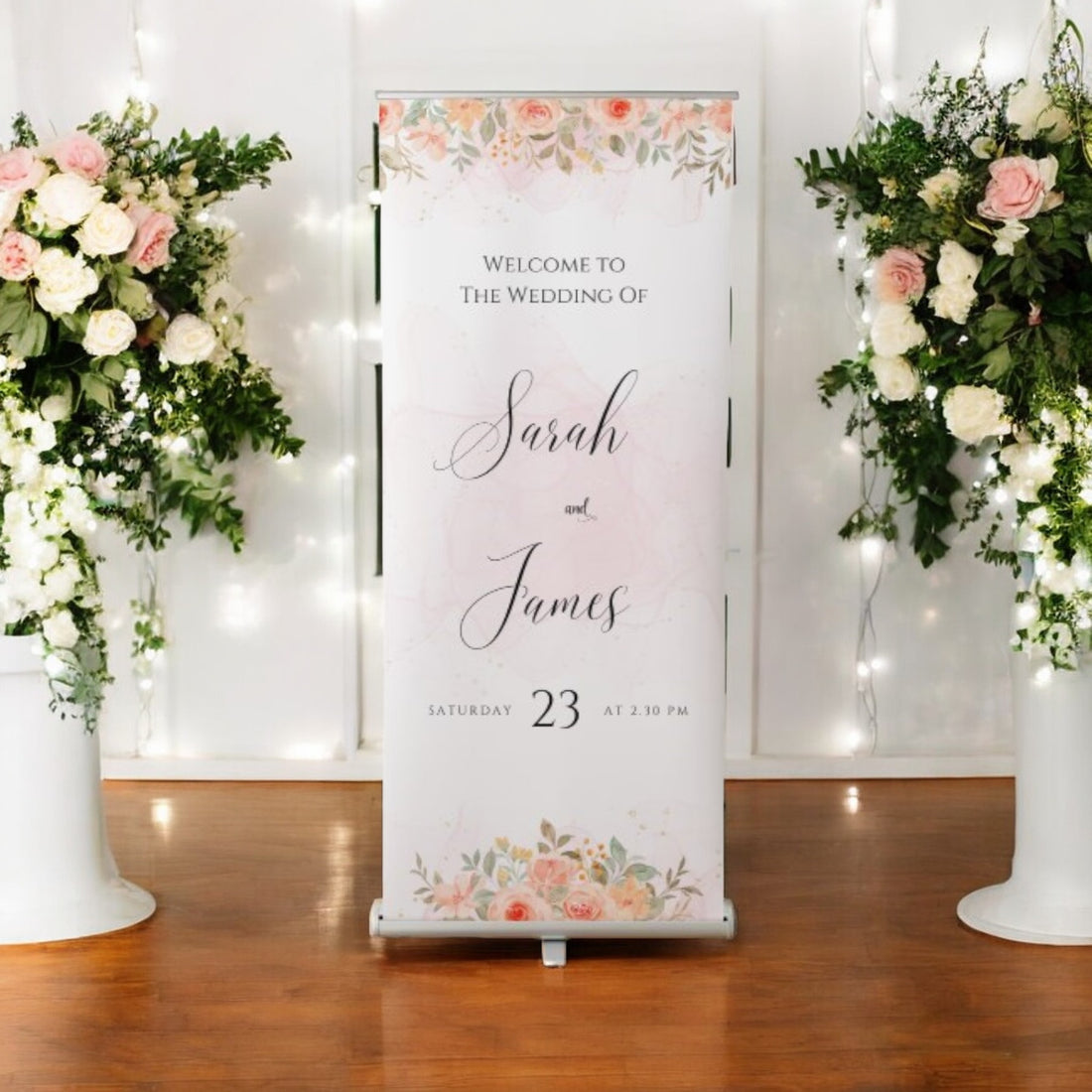 Roses Wedding Roller Banner, Wedding Welcome Banner, Personalised Wedd ...