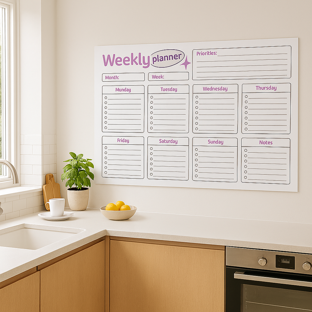 Simple Acrylic Weekly Wall Planner: Dry-Erase Organiser for Home/Offic ...